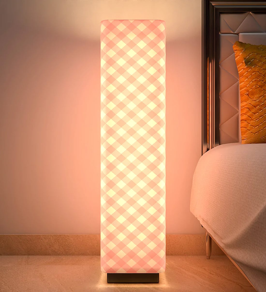 Buy Pink Checks Rectangle Pink Iron & Canvas Floor Lamp at 25% OFF by ...