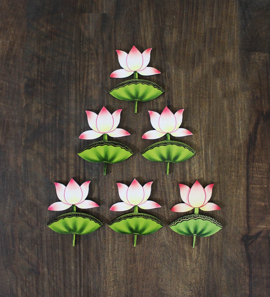 Buy Pink Lotus Mdf Cutouts Set Of 6 by Trove Craft | Pepperfry