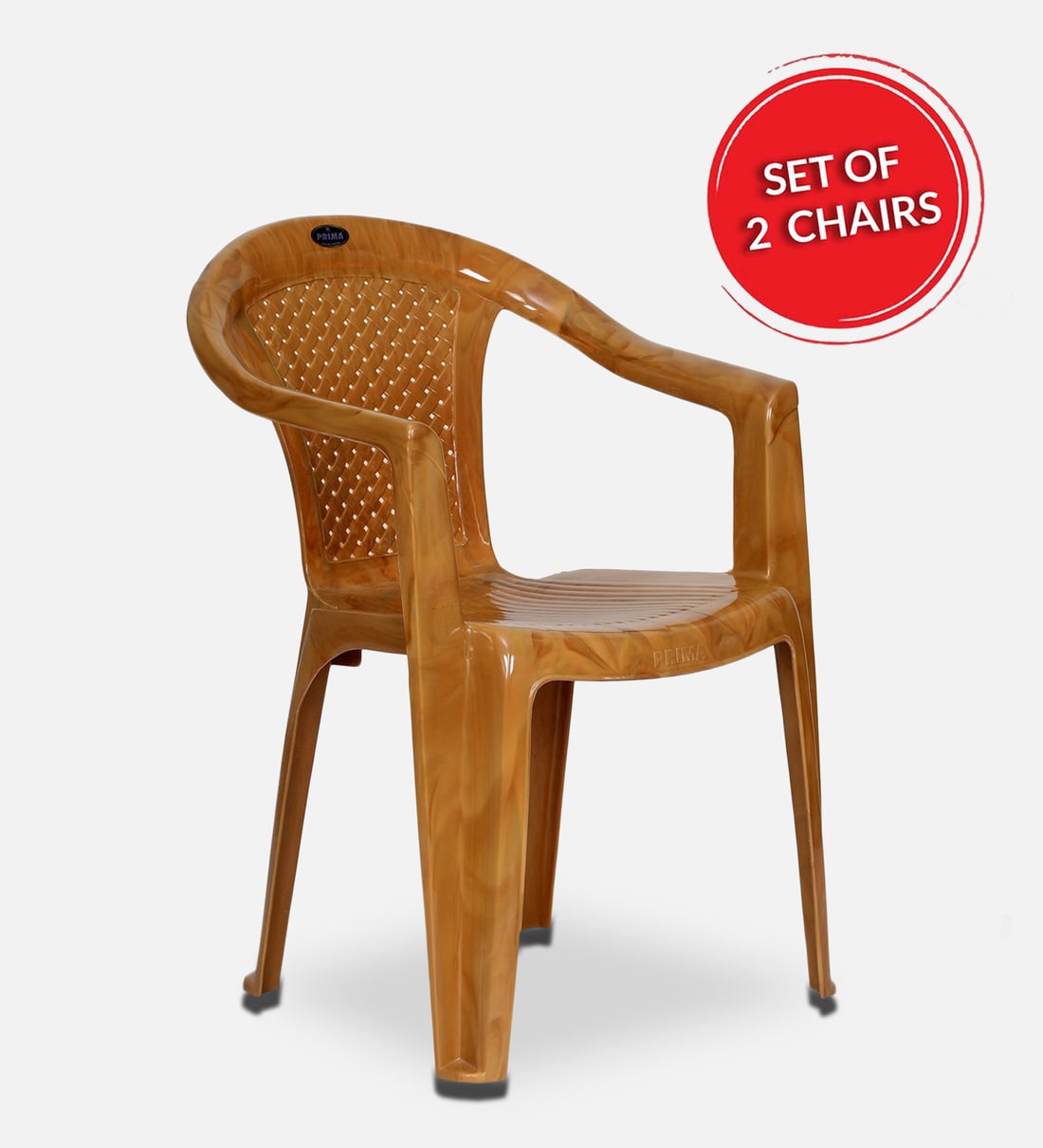 Buy Genoa Knotted Arm Plastic Chair with Arms in Sandalwood Finish (Set ...