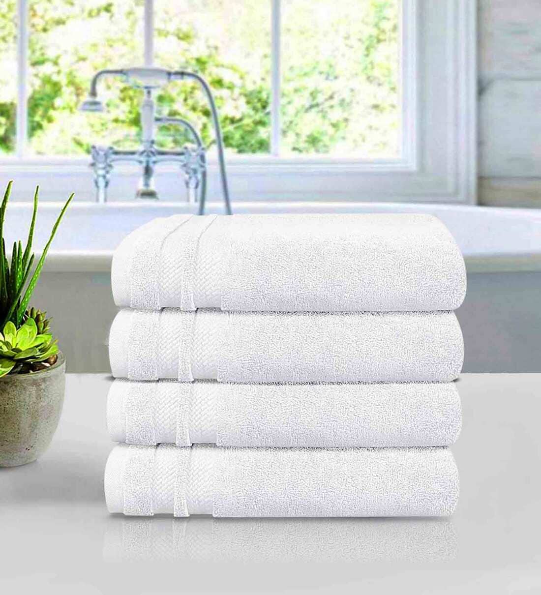 Buy White 625 GSM 100% Cotton Hand Towel (Set of 4) by Trident at 48% ...