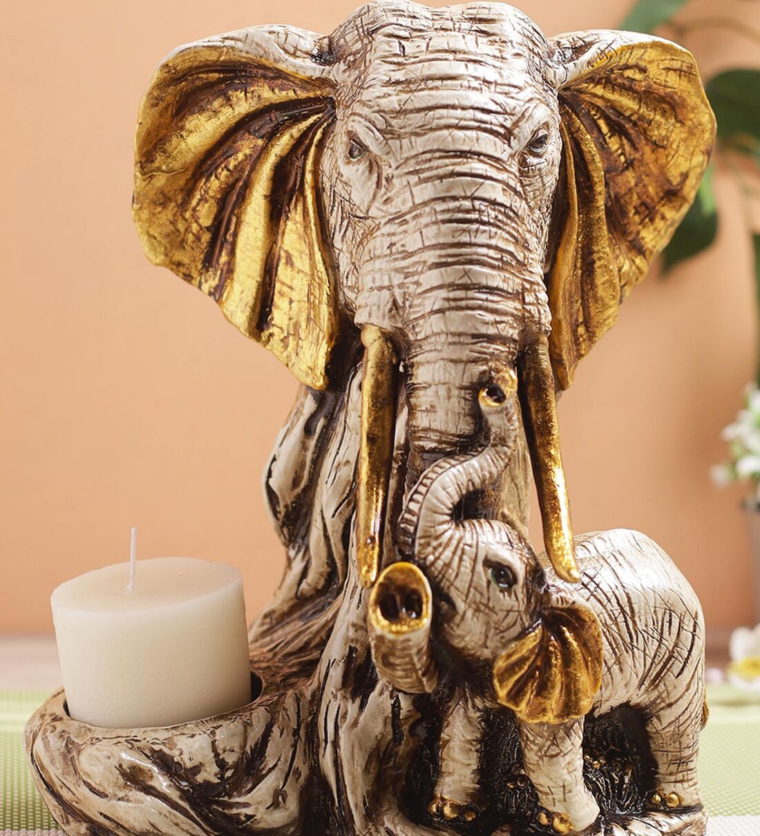 Buy Polyresin & Wooden Elephant Showpiece at 23% OFF by CraftVatika ...