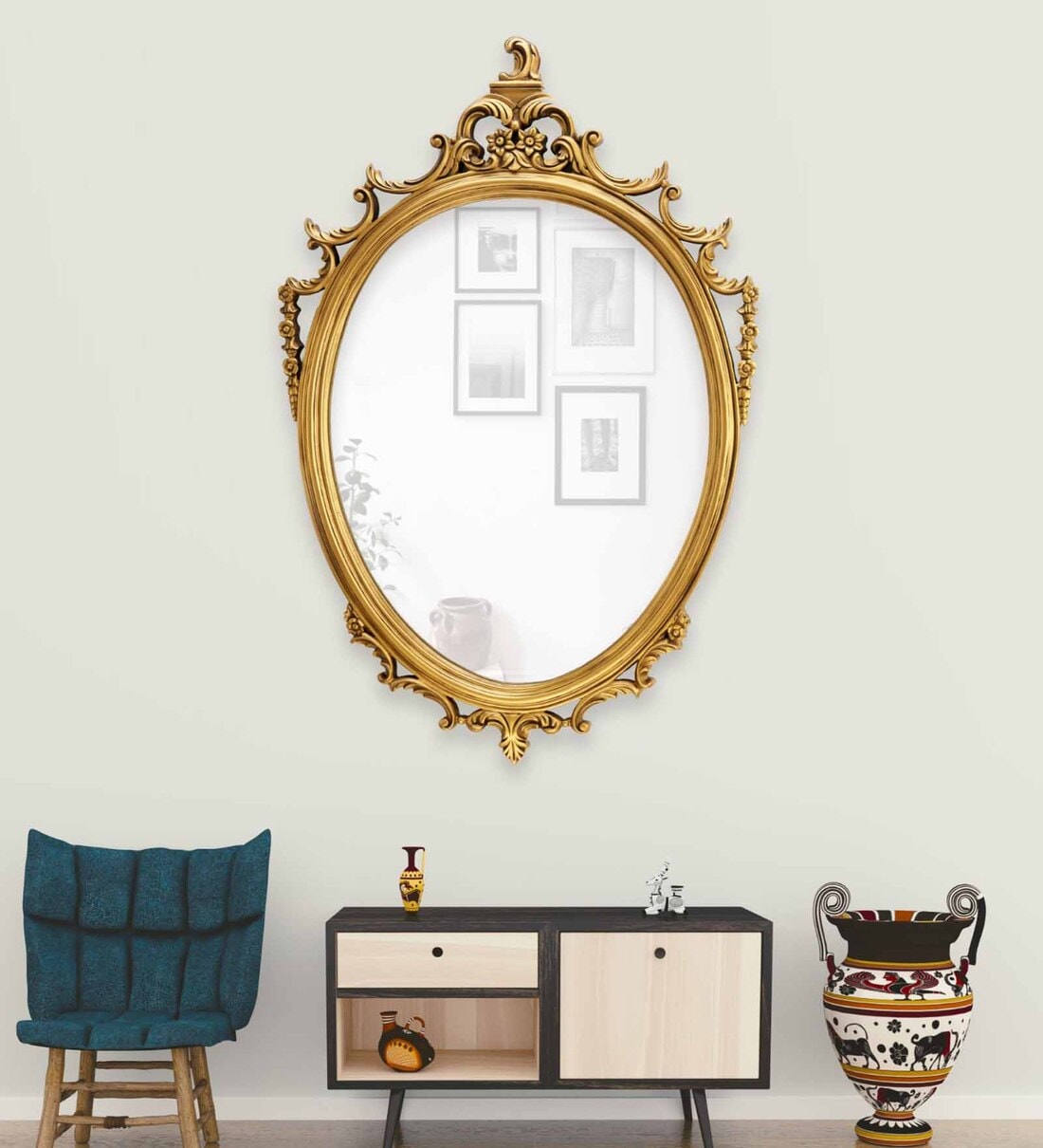 Buy Gold Polyresin Blessed Wall Mirror Online - Wall Mirrors - Wall ...