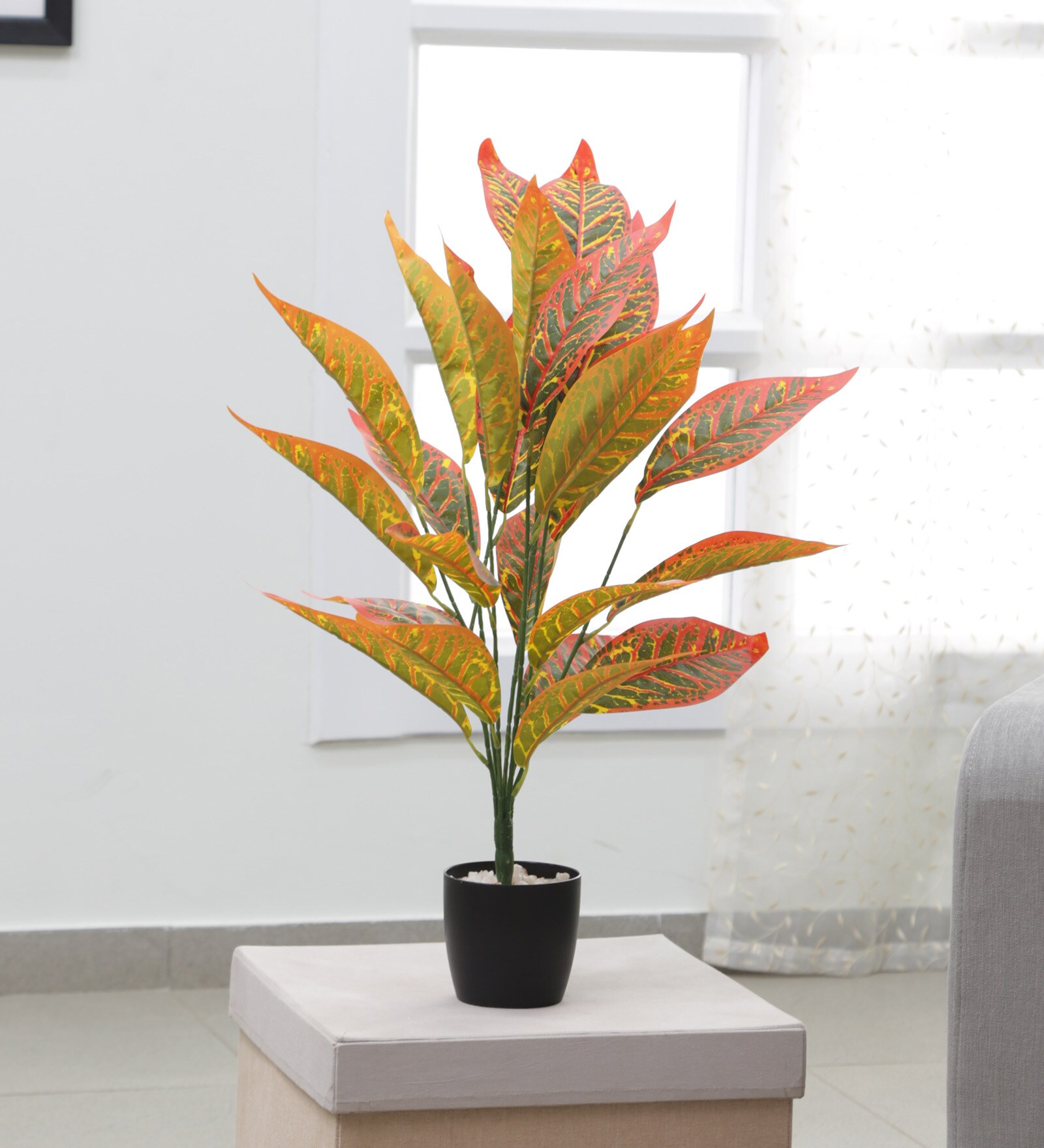 Buy Polyester Iceton Croton Artificial Plant With Pot by Arick Decor at ...