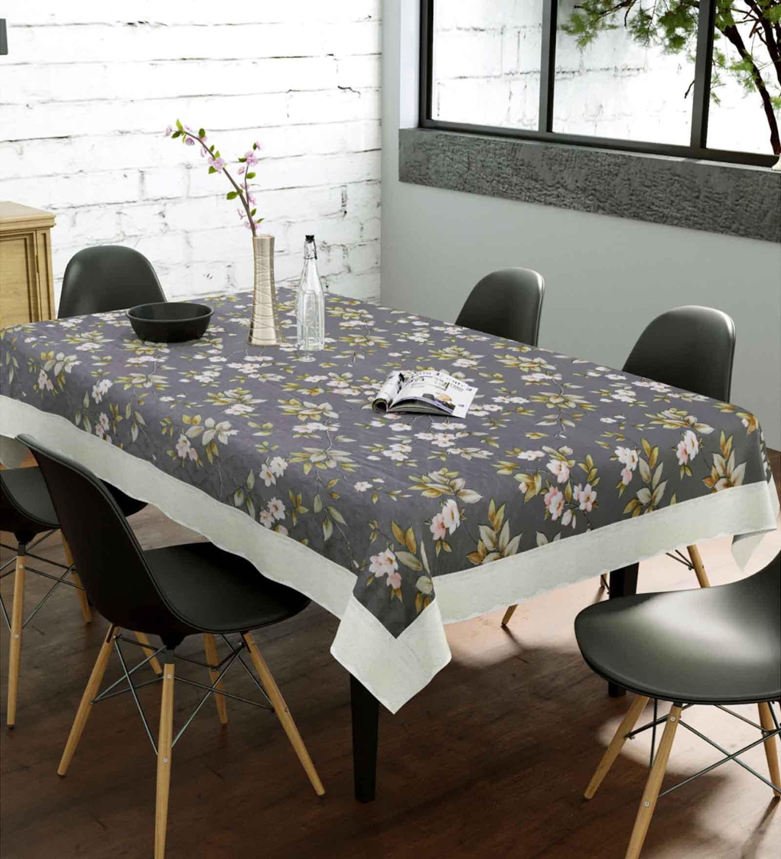 Buy Printed Grey PVC 90 X 60 Inch Table Cloth by Clasiko Online - Table ...