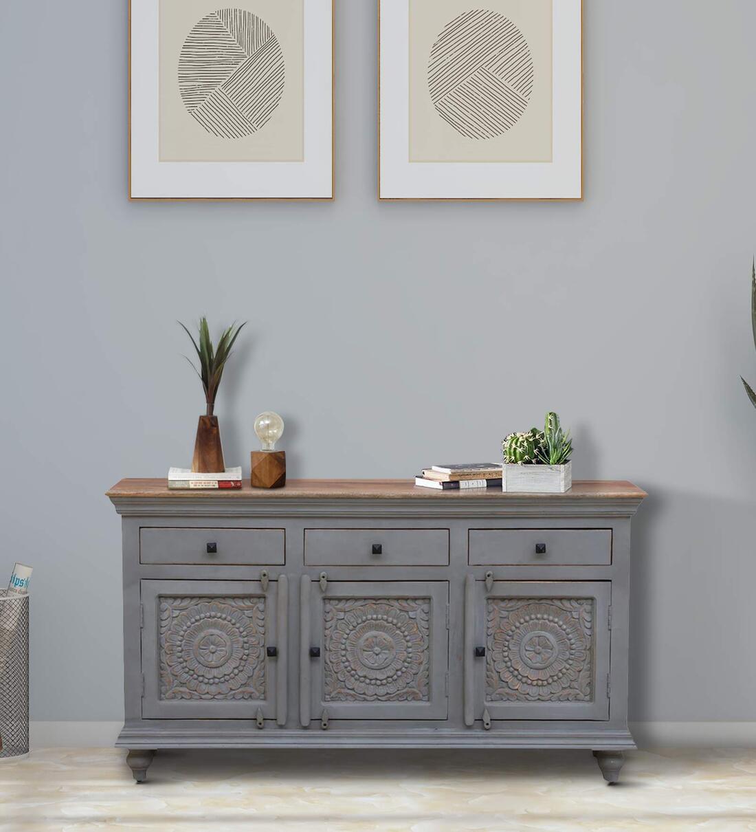 Buy Deborah Z Mango Wood Sideboard In Scratch Resistant Grey Distress ...