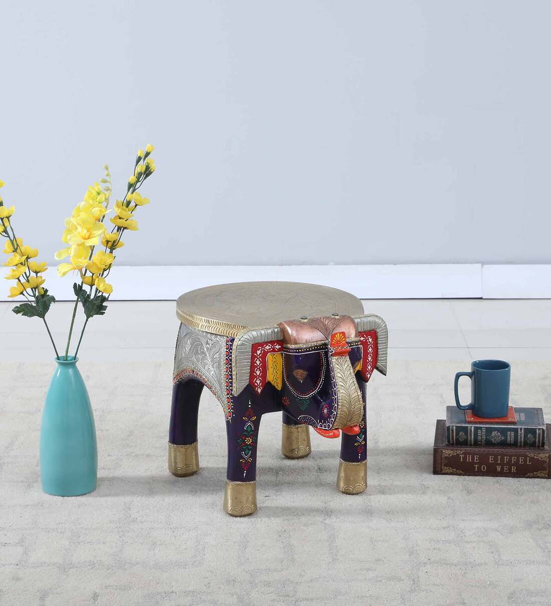 Buy Purple Wooden Elephant Stool Online - Chowkies - Spiritual - Home ...