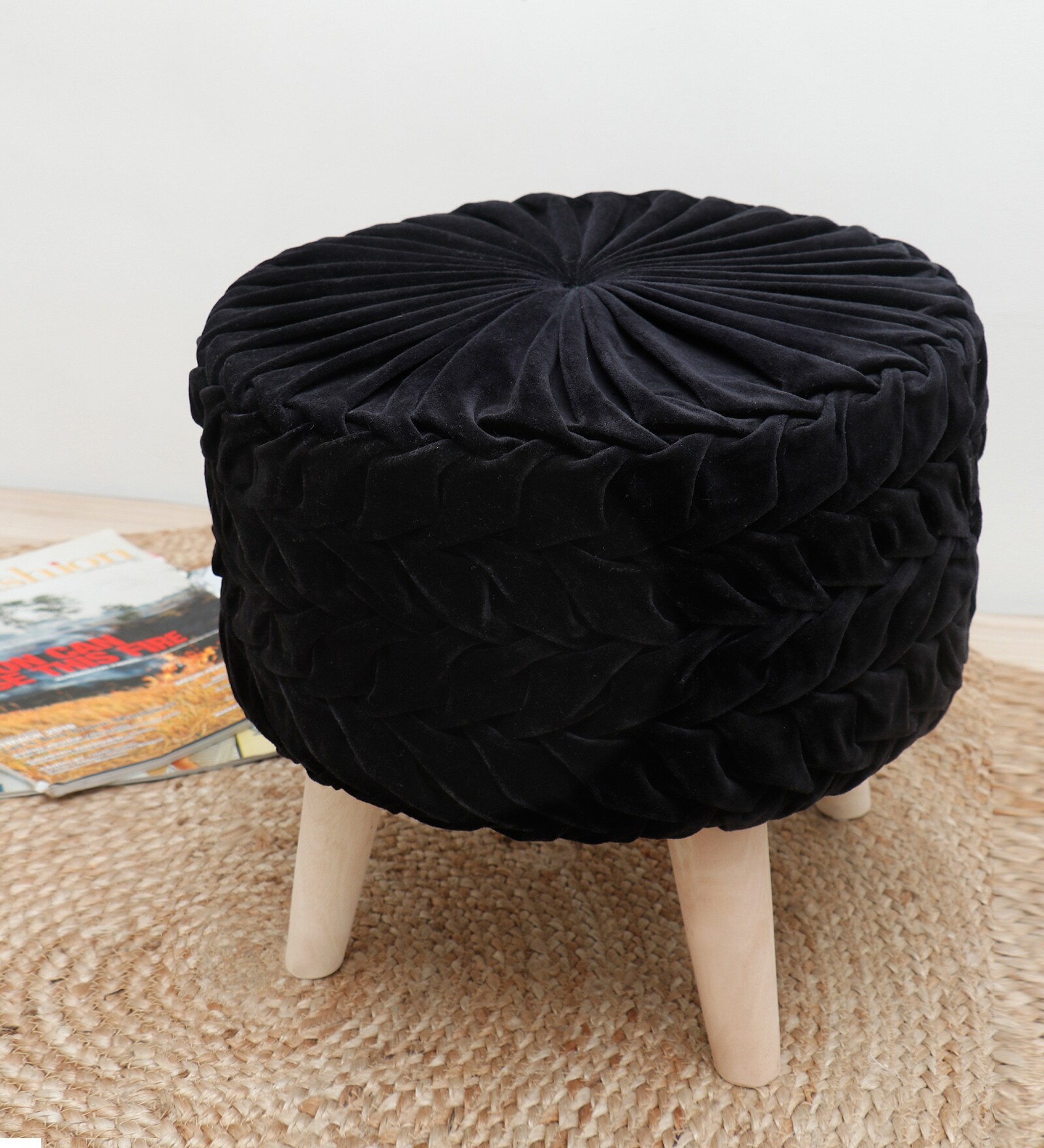 Buy Puffy Seating Stool In Black Colour at 100% OFF by Sheen decor ...