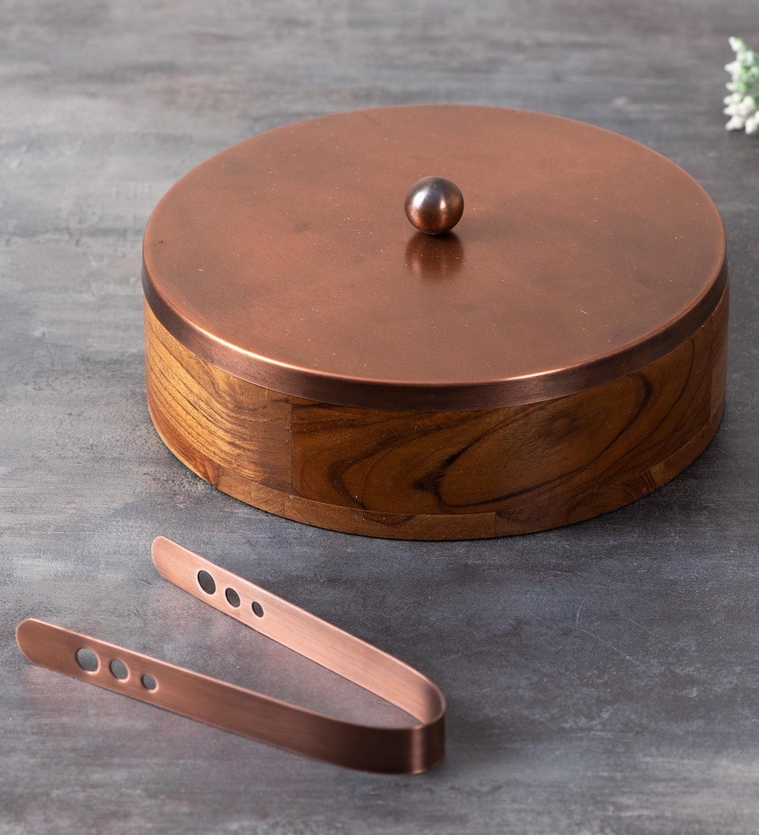 Buy Quzel Mango Wood Roti Serving Box with Tongs by NestRoots Online ...