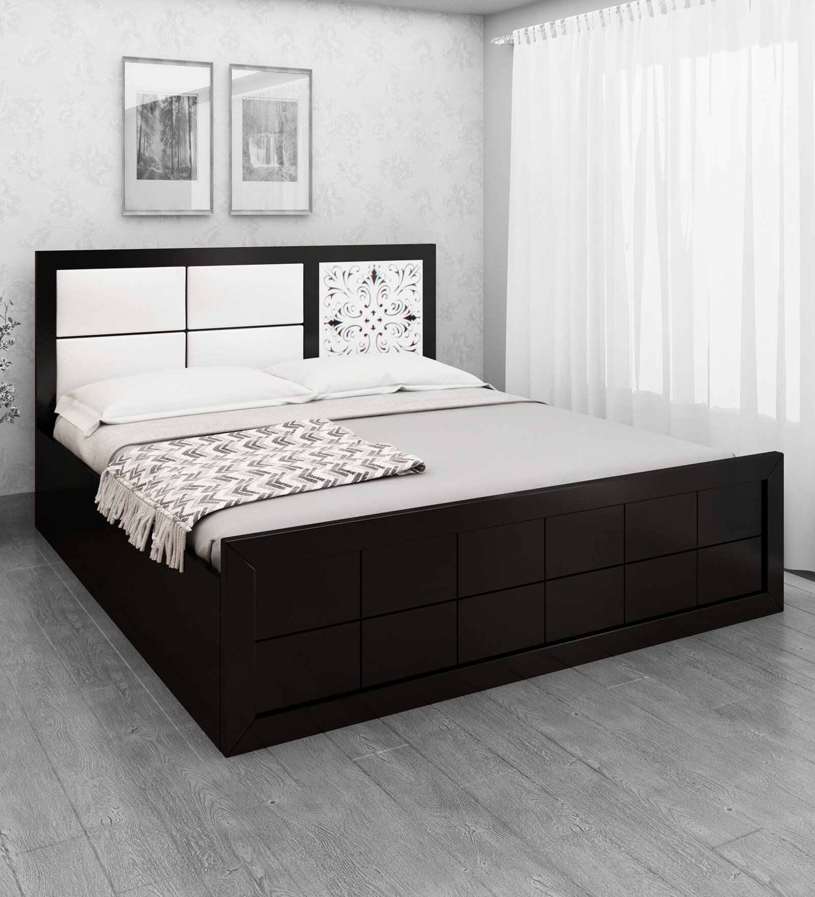 Buy Badalona Queen Size Bed with Hydraulic Storage in Dual Finish at 27 ...