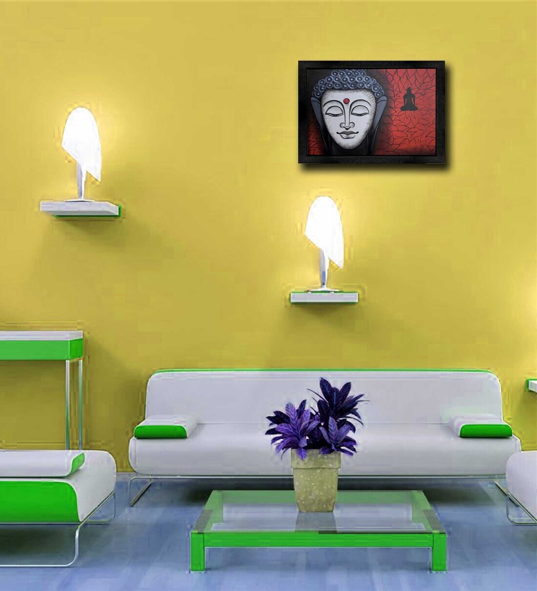 Buy Red \Budda\ Framed Original Handmade On Canvas Painting at 100% OFF ...