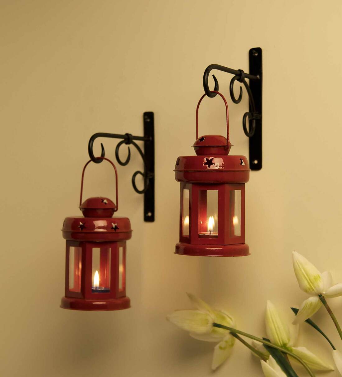 Buy Red Metal Servia Wall Tea Light Holders (Pack Of 2) Online ...