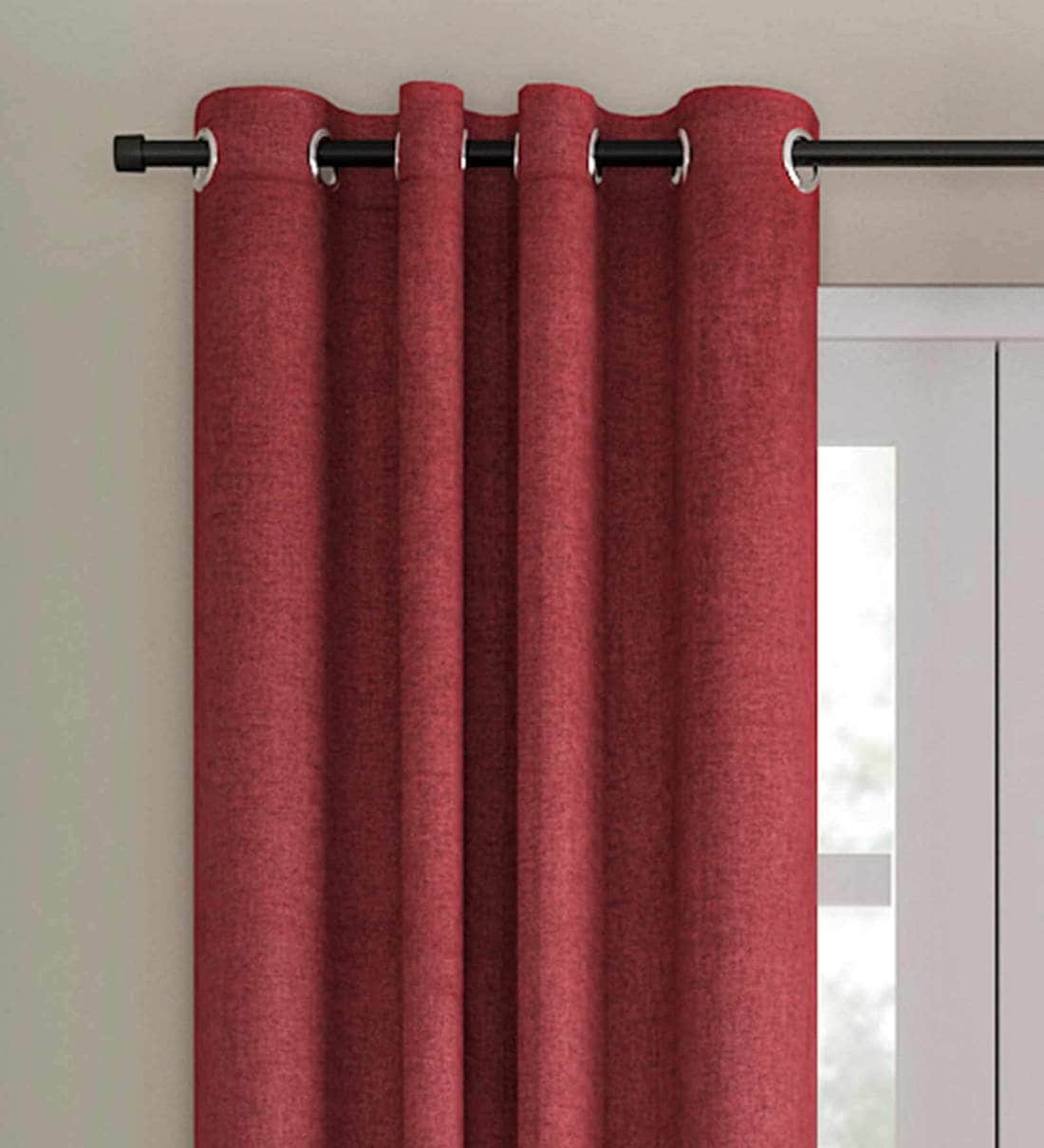 Buy Red Semisheer Jute 7 Feet Eyelet Door Curtain by Soumya at 60% OFF by Soumya | Pepperfry