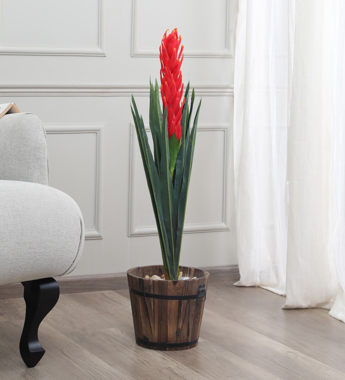 Buy Red Fabric Artificial Tropical Ginger Lily Plant without Pot by ...