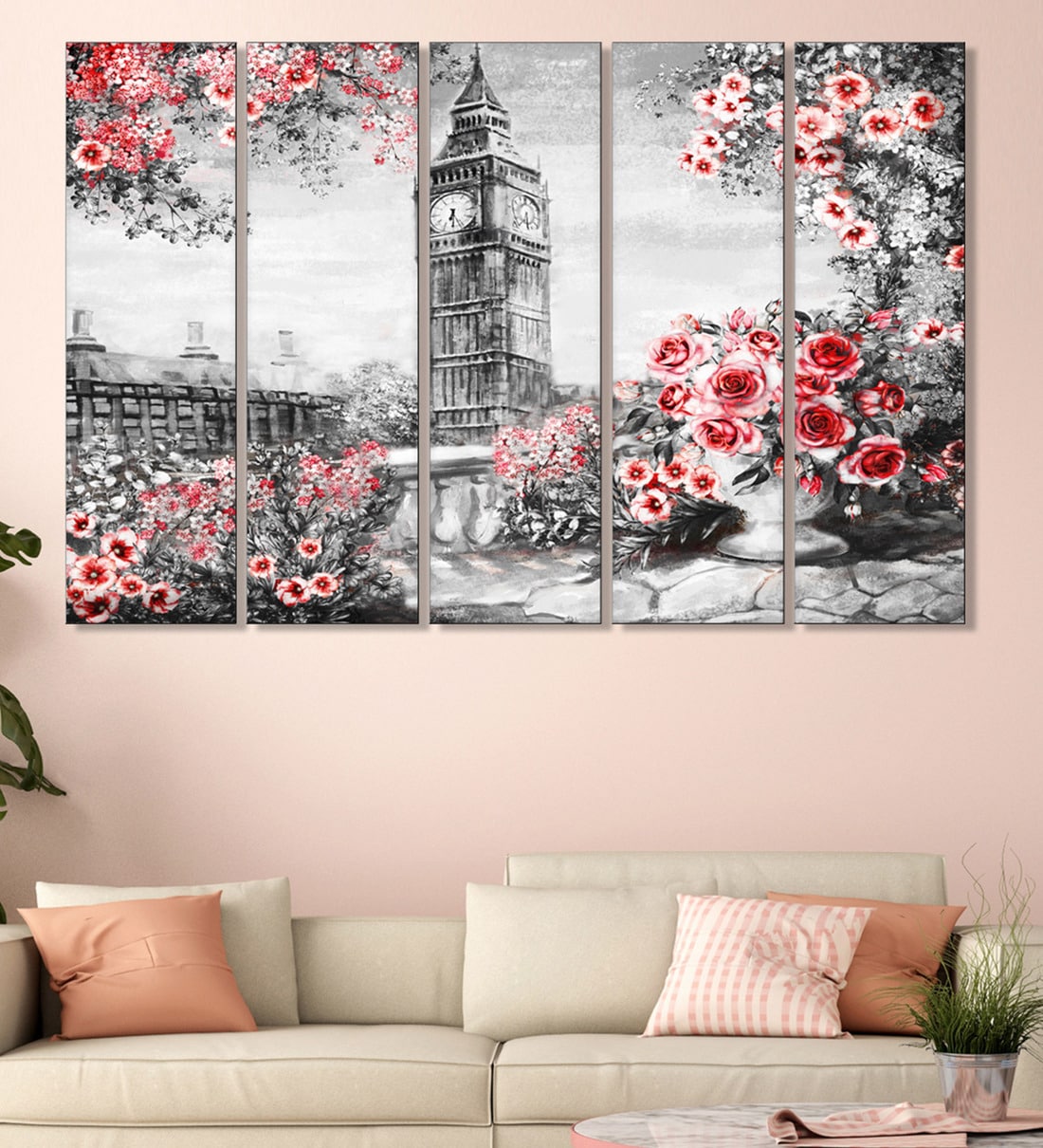 Buy Roses Red MDF Unframed Landscape Art Panel Set of 5 Online ...