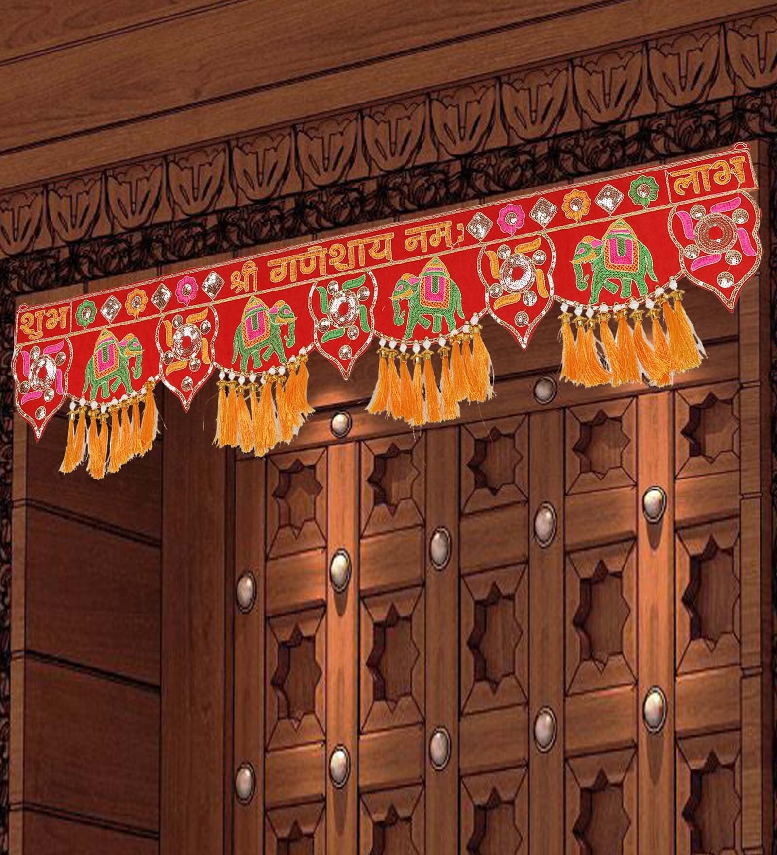 Buy Red Fabric Embroidered Toran Online - Torans - Festive Decor - Home ...