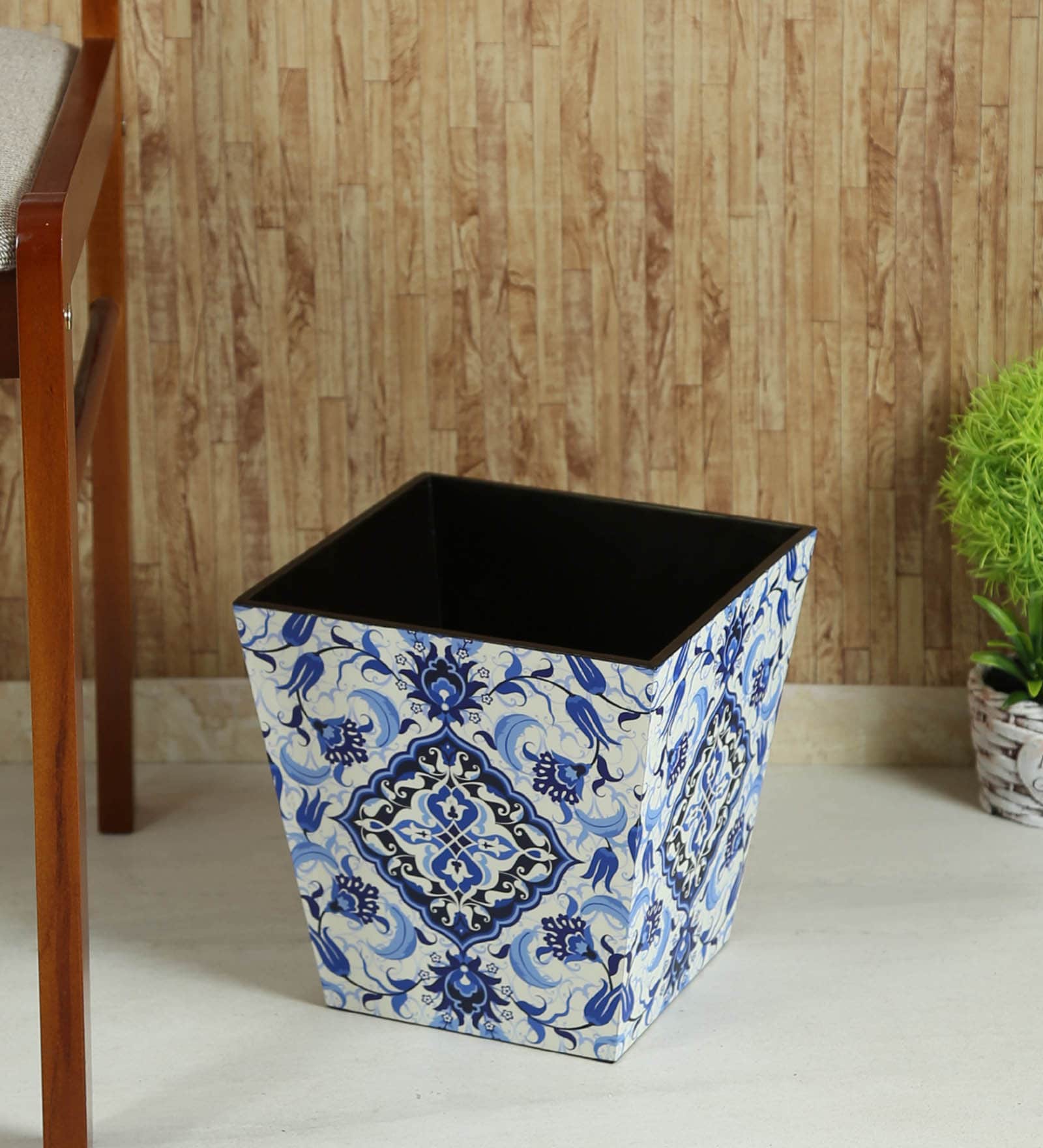 Buy 9 Ltr Open Wooden Blue Dustbin Online - Dustbins - Dustbins - Home ...