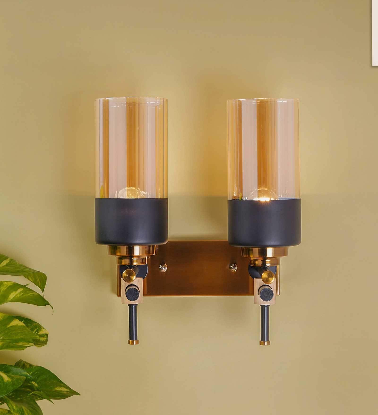 Buy Ripon Dual Light Amber Glass Wall Light by Kapoor LampShades at 32% ...
