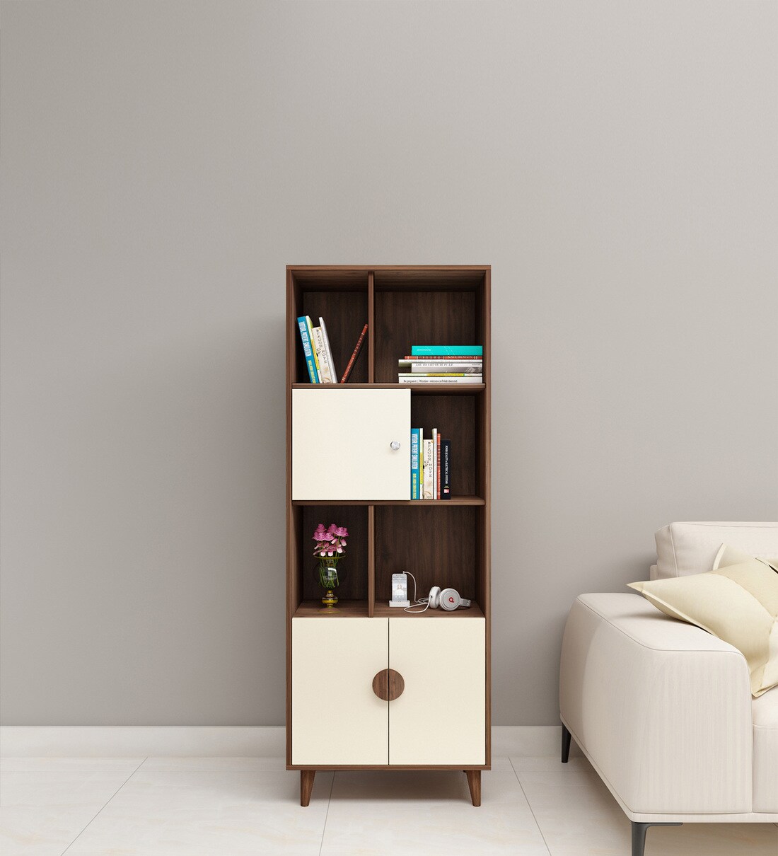 Buy Romano Storage Unit in Beige & Columbian Walnut Colour at 10% OFF ...