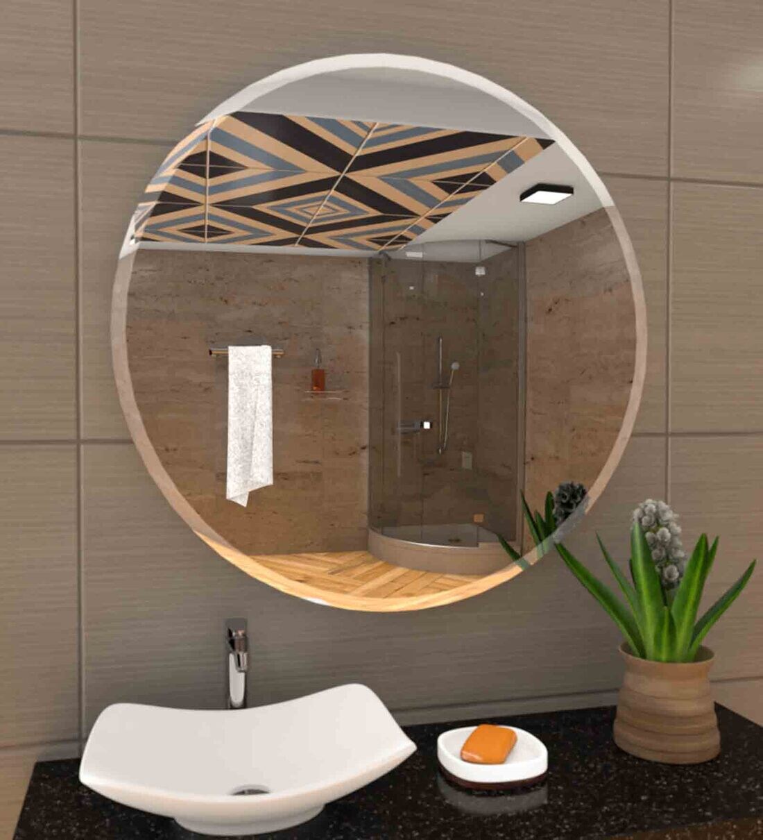 Buy Round Bevelled Mirror Frameless (24Inch Dia) Online - Wall Mirrors ...