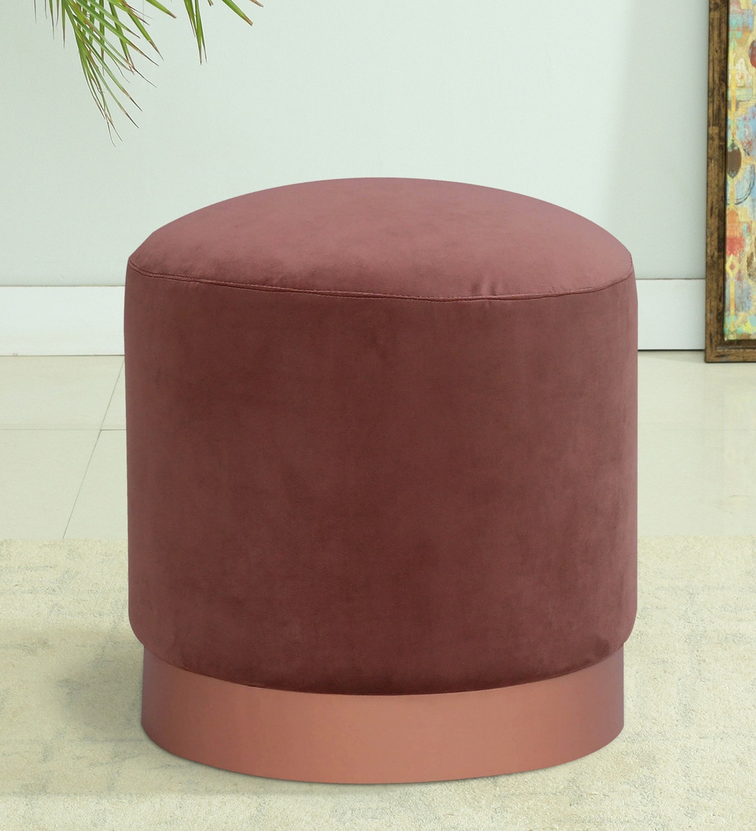 Buy Esma Sheesham Wood Pouffe in Brass Finish Online - Pouffes ...