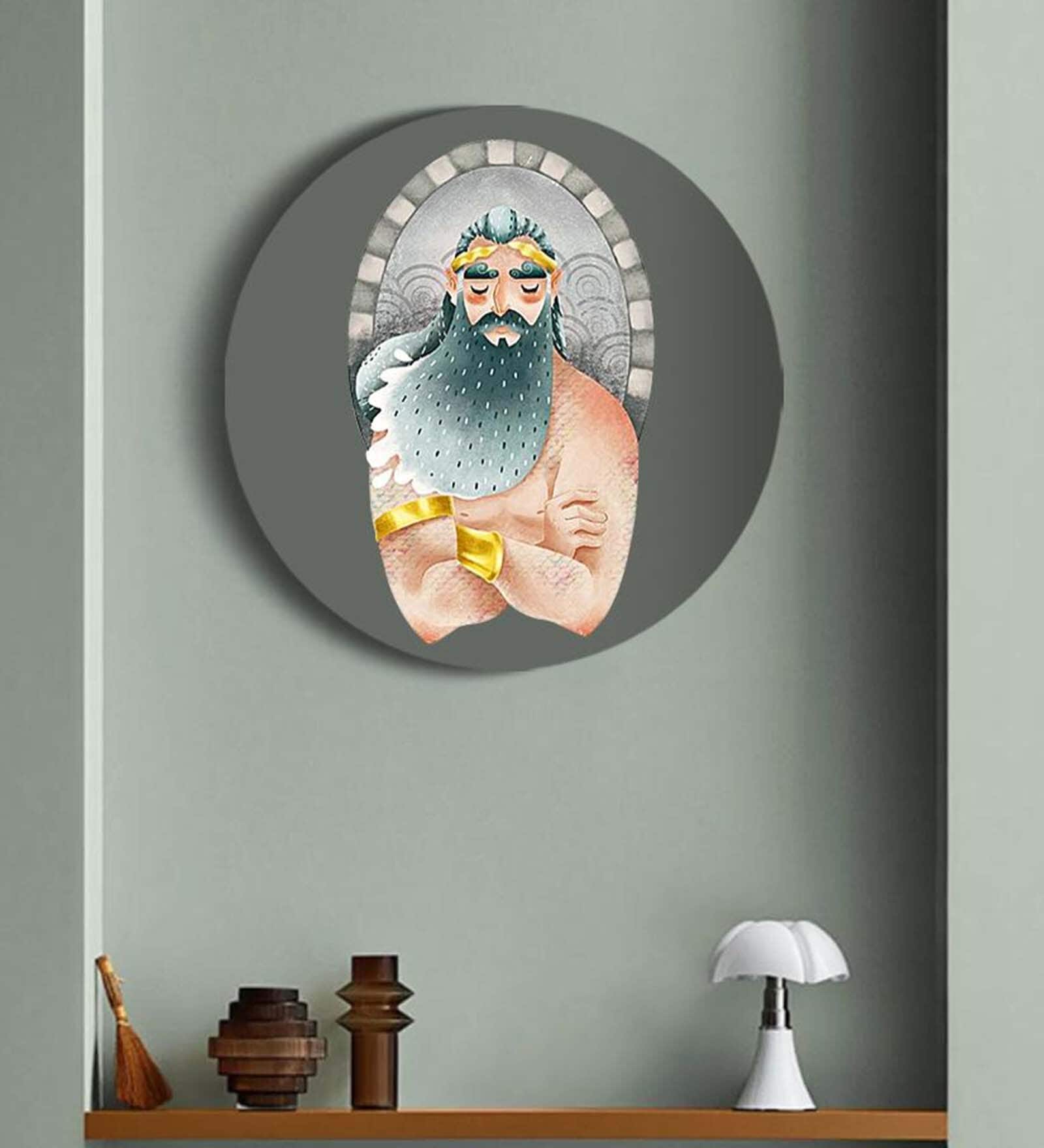 Buy Round Multicolour Blessings Of Greek Gods Canvas Art Print By The ...