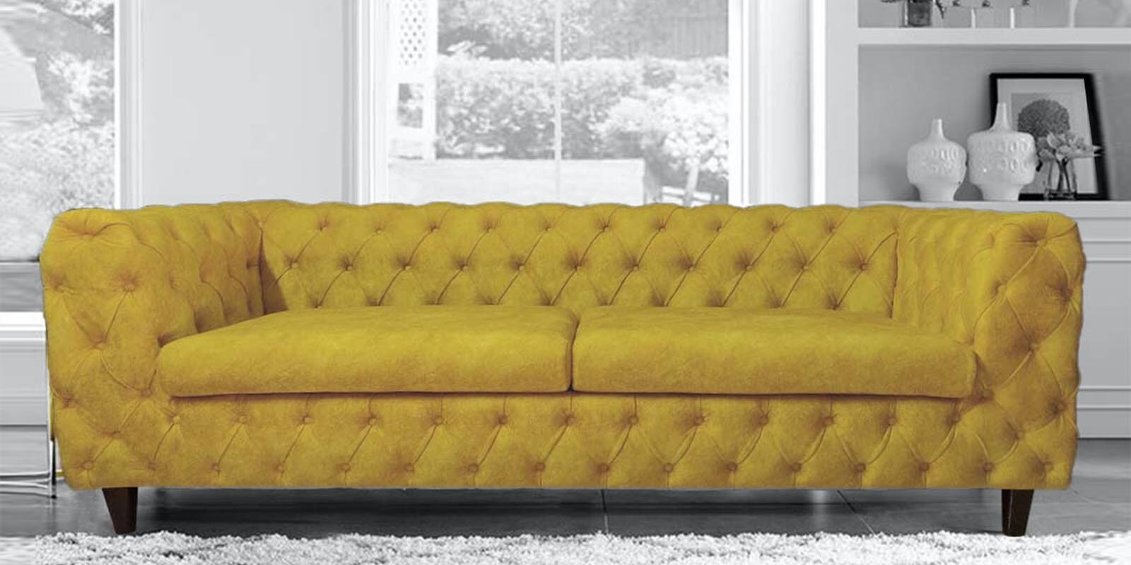 Buy Rovigo 3 Seater Sofa in Corn Yellow Colour at 5% OFF by Adorn Homez ...