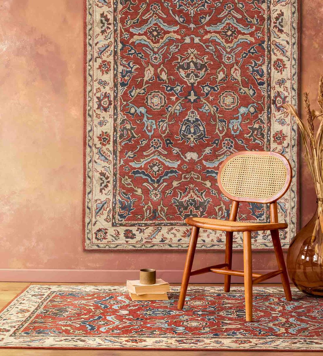 Buy Rust Persian Woolen Blend 6 x 9 Feet Hand Tufted Carpet by Obeetee ...