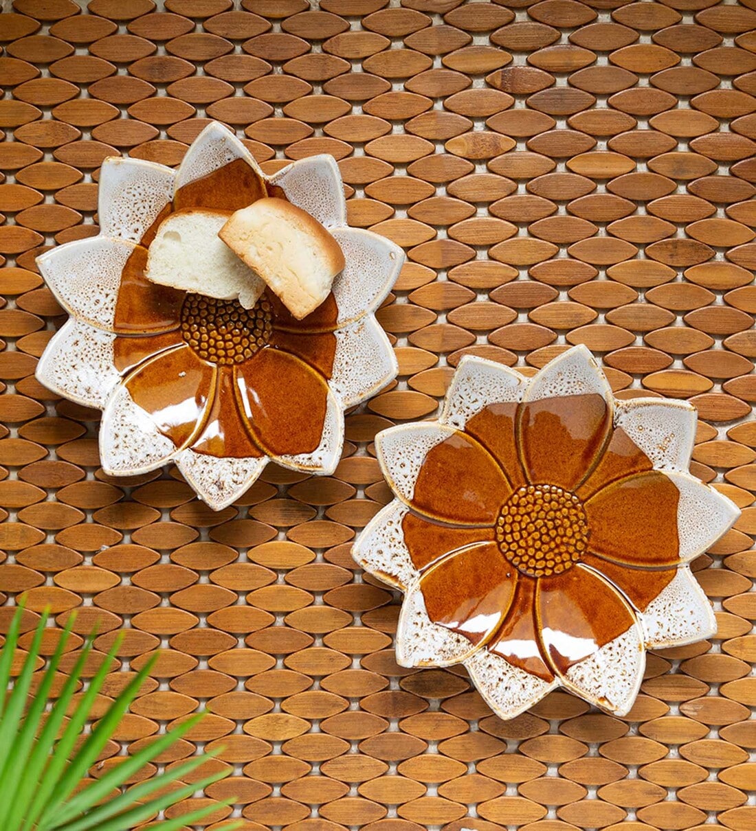 Buy Rustic Sunflower Orange & White 10 Inch Ceramic (Set of 2 ...