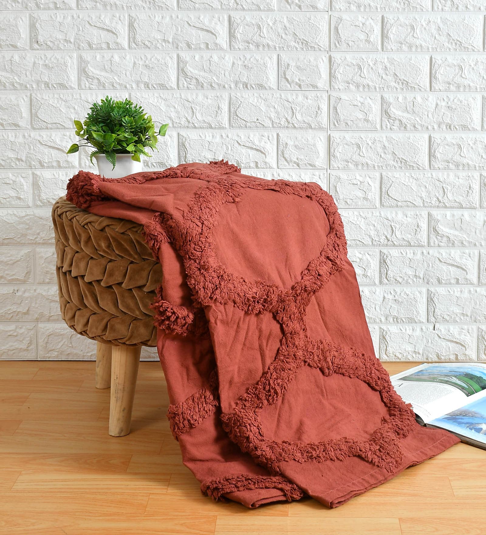 Buy Rust Cotton 50x70 Inches Throw by Sheen Decor Online - Sofa Throws ...