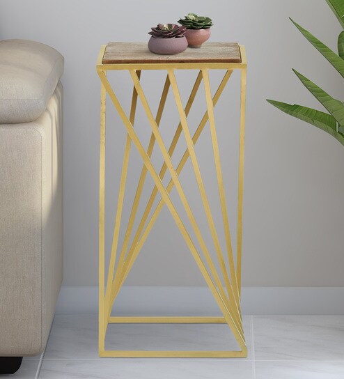 Buy Ruth Metal End Table In Matte Gold Finish Online - Contemporary End ...