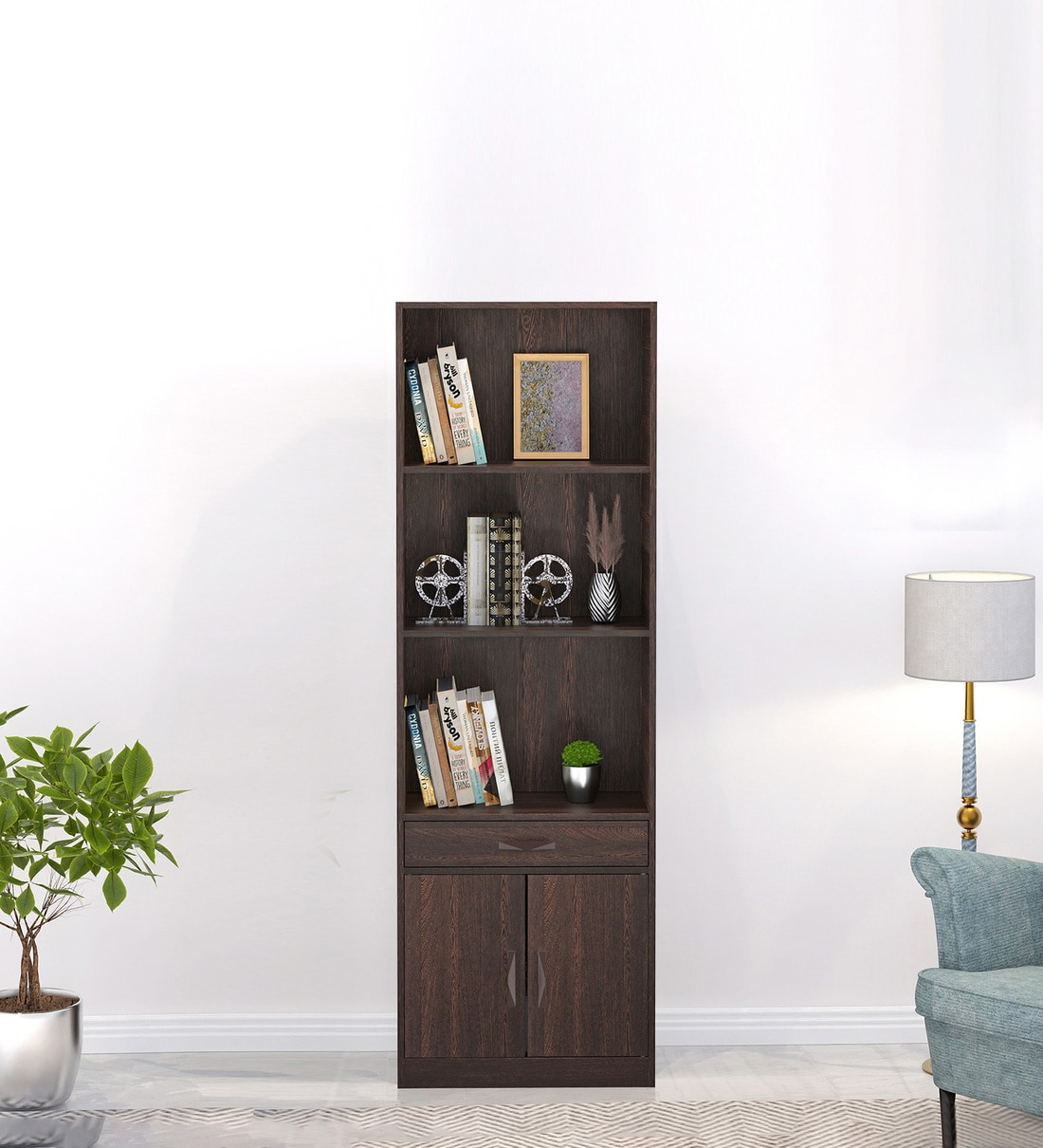 Buy Seonn Book Shelf in Wenge Finish with drawer at 16% OFF by bluewud ...