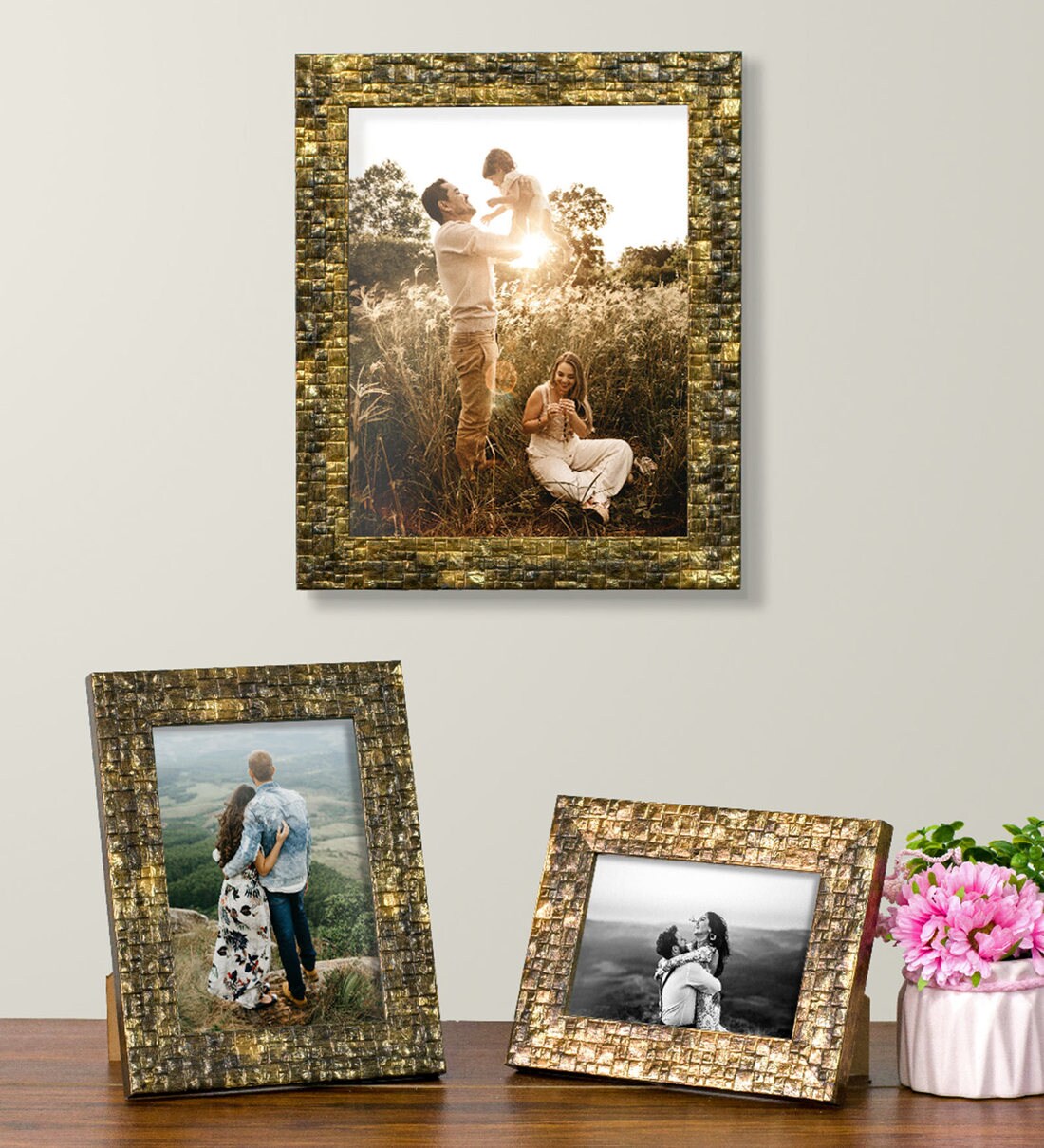 Buy Set Of Suzie 3 Gold Wood Collage Photo Frame Online - Table Photo ...
