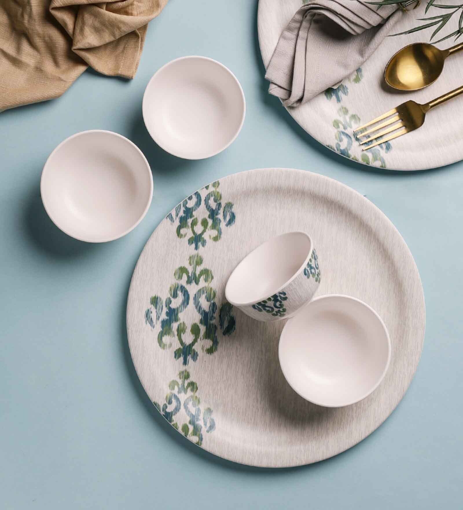 Buy Servewell Native Persian 18 Pcs White & Blue Melamine Dinnerware ...