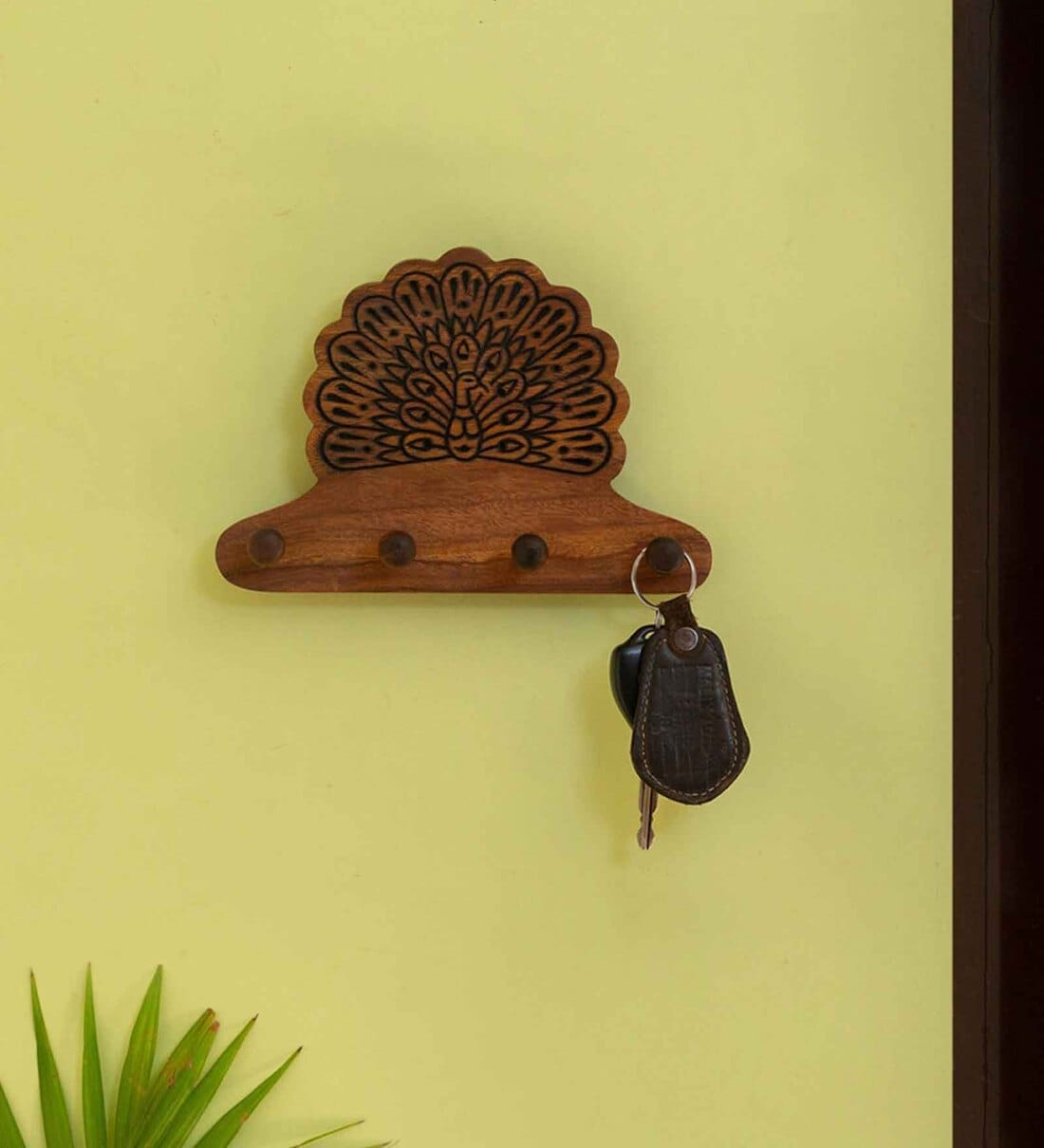 Buy Sheesham Wood Dancing Peacock Key Holder By ExclusiveLane at 23% ...