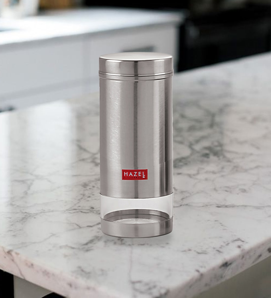 Buy Silver Stainless Steel 1000 ml Transparent See Through Storage ...