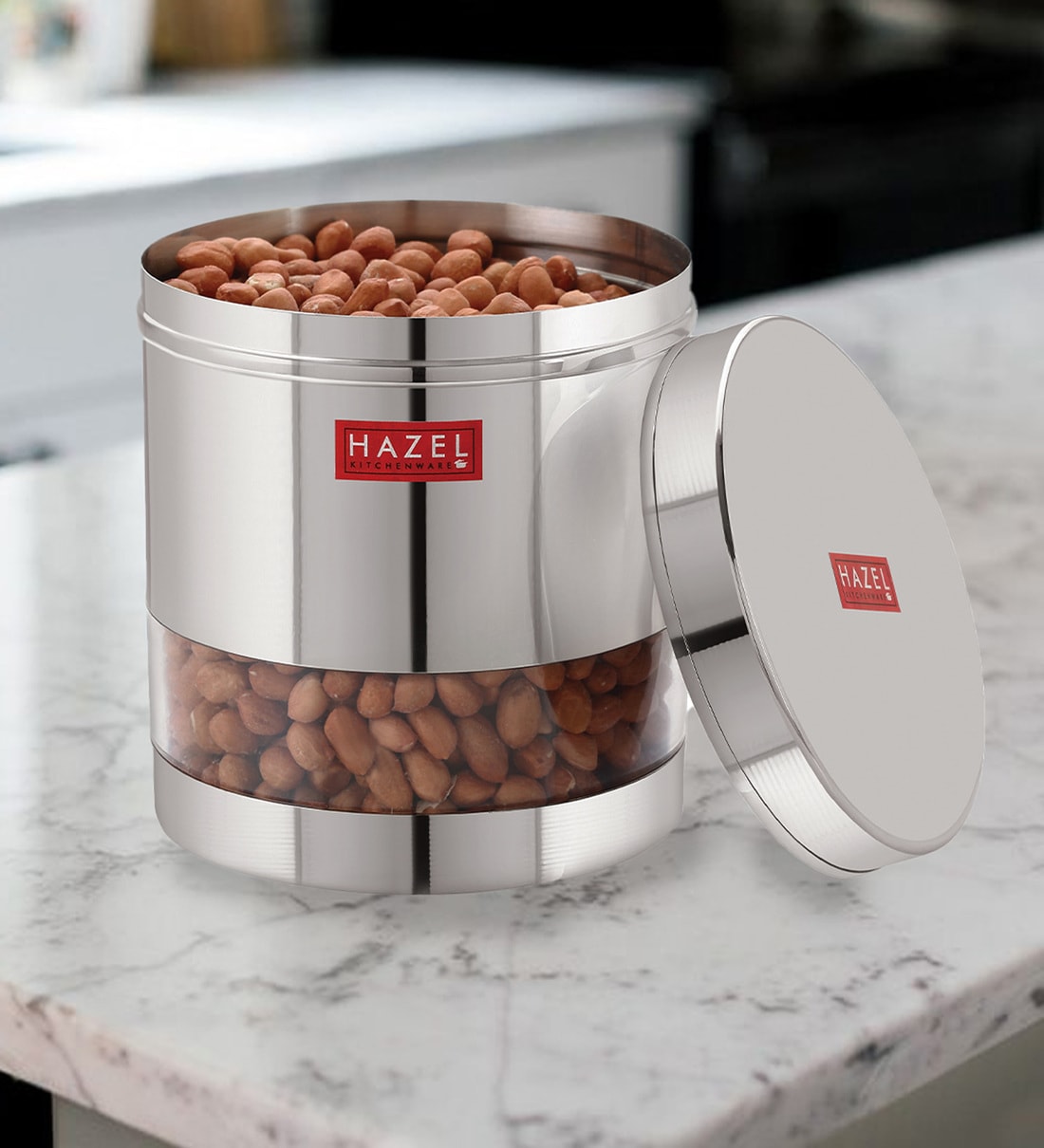 Buy Silver Stainless Steel 350 ml Mouth See Through Storage Container ...