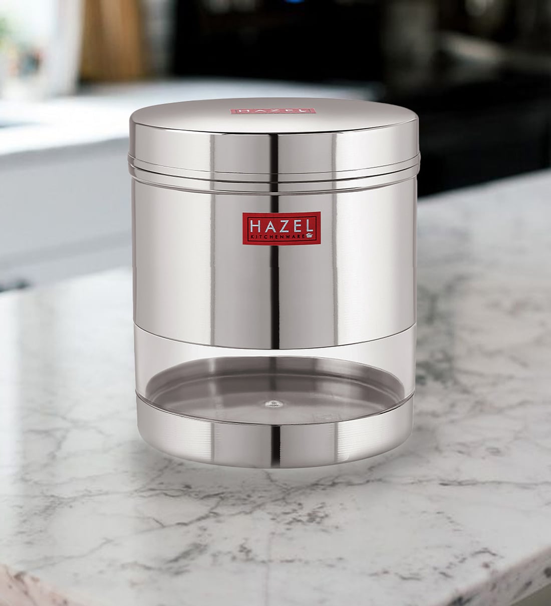 Buy Silver Stainless Steel 700 ml Mouth See Through Storage Container ...