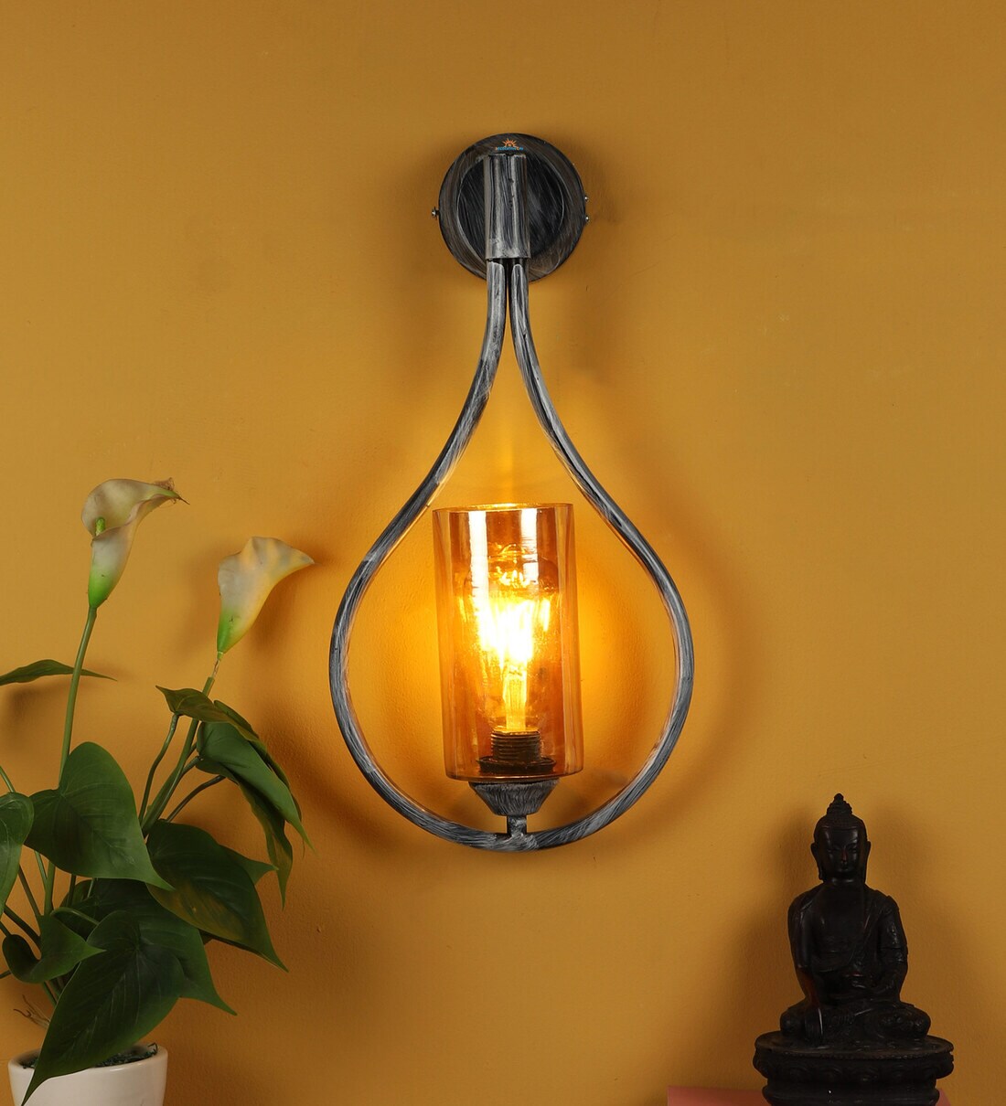 Buy Single Grey Bat Fitting With Luster Glass Wall Light By ...