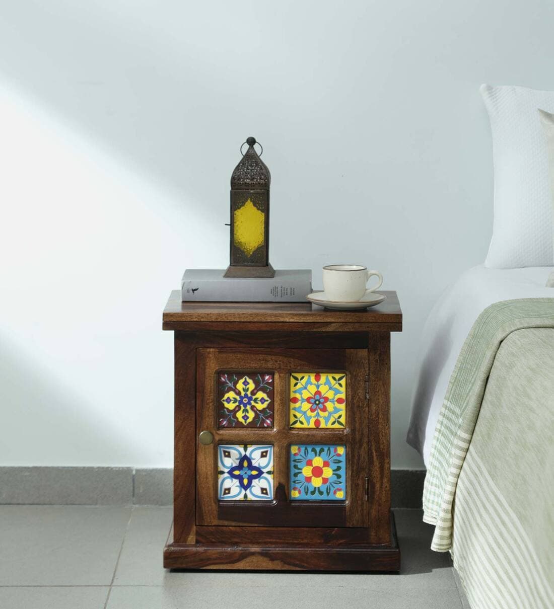 Buy Siramika Sheesham Wood Bedside Table (Rhs Door) In Provincial Teak ...