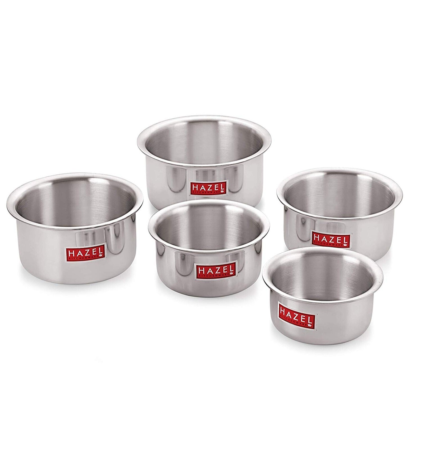 Buy Lorenzo Induction Friendly Silver Stainless Steel (Set of 5 ...