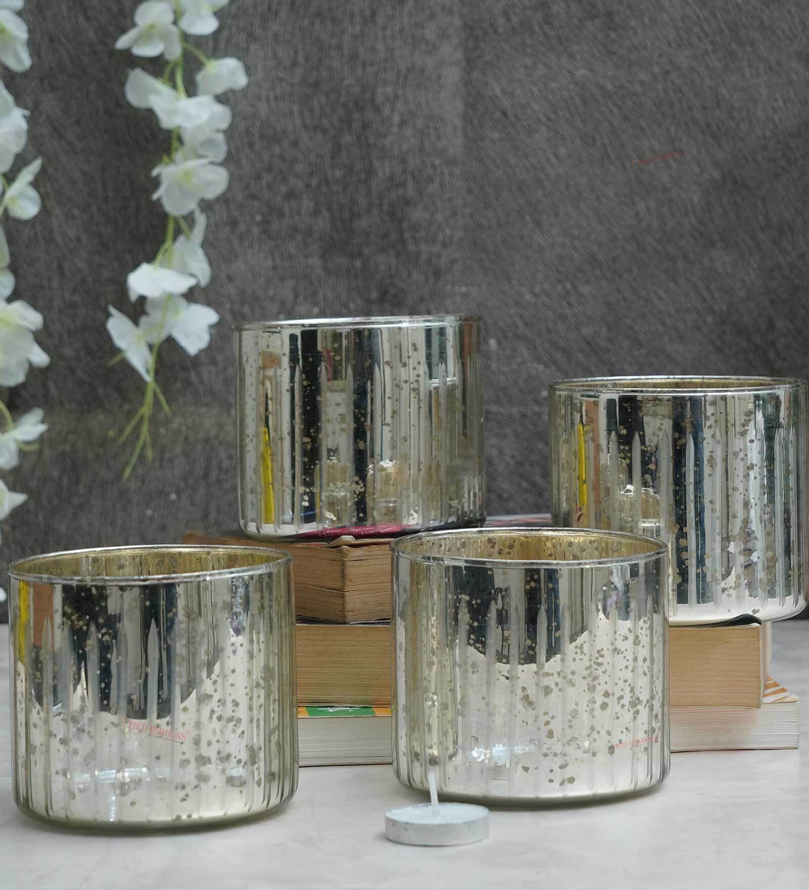 Buy Silver Set Of 4 Votive Glass Candle Holder at 33% OFF by Tied ...