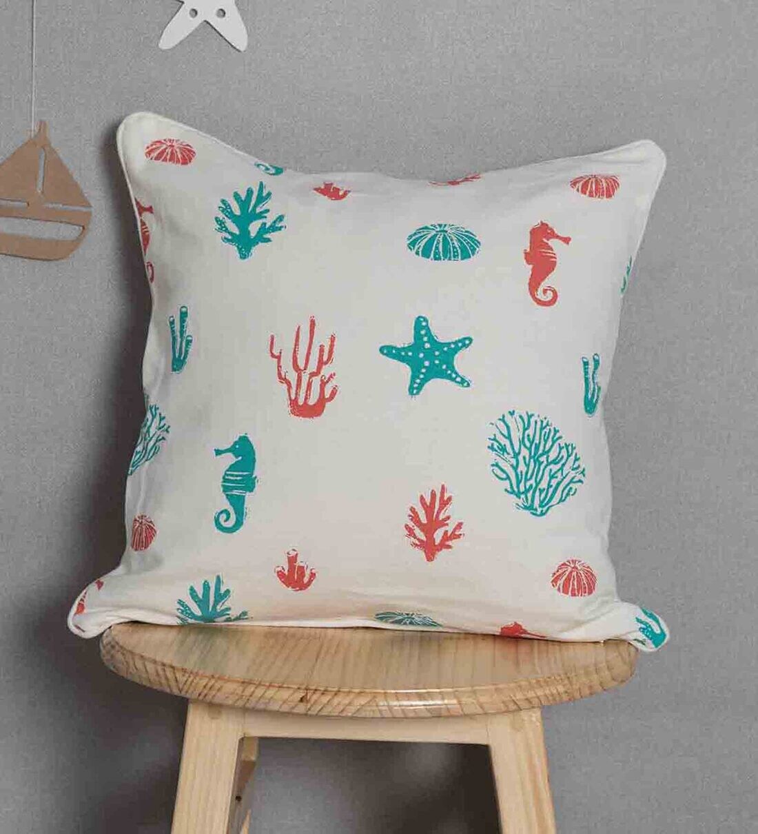 Buy Blue Abstract Cotton 12 x 12 Inches Cushion Cover by The Yellow ...