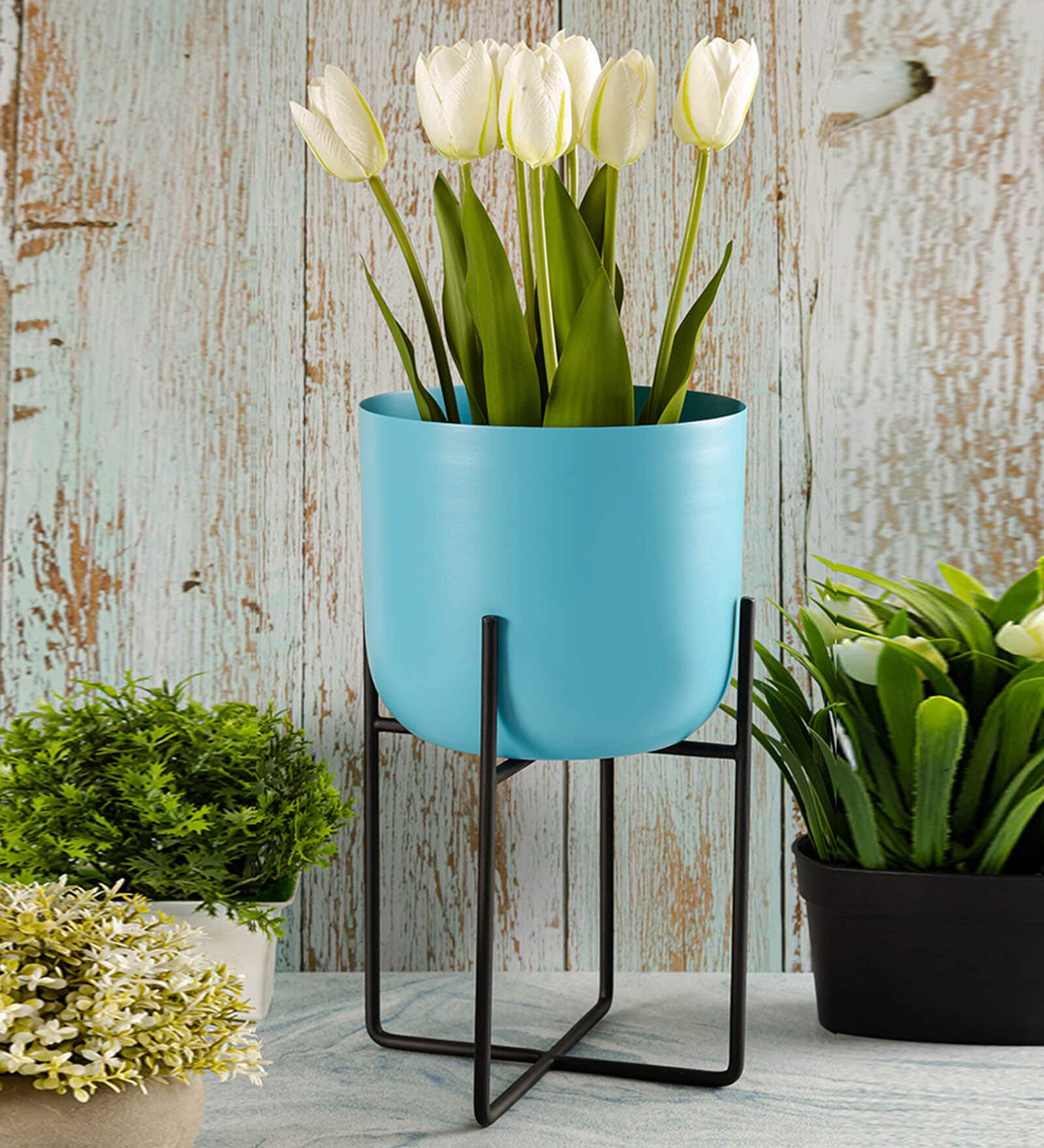 Buy Sky Blue Metal Desk Planter at 23% OFF by Metalsmith | Pepperfry