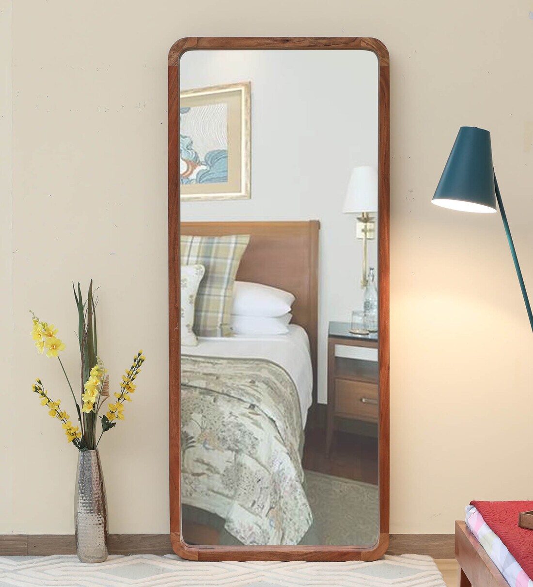 Buy Solid Wood Rectangle Full Length Mirror in Natural Colour by The ...