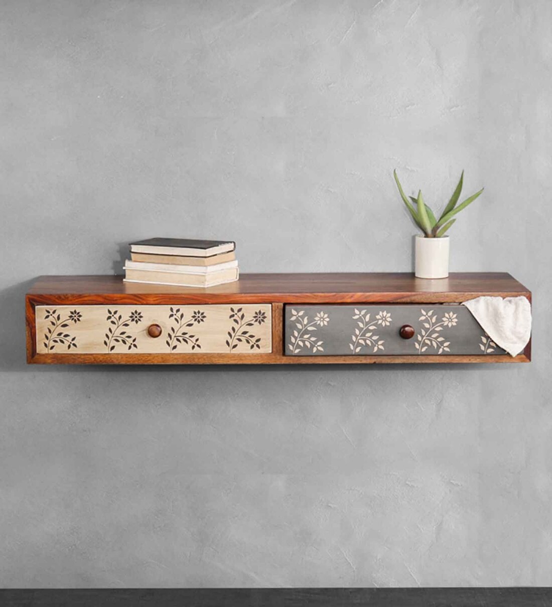 Buy Mango Wood Wall shelf in Teak finish at 40% OFF by Fabuliv | Pepperfry