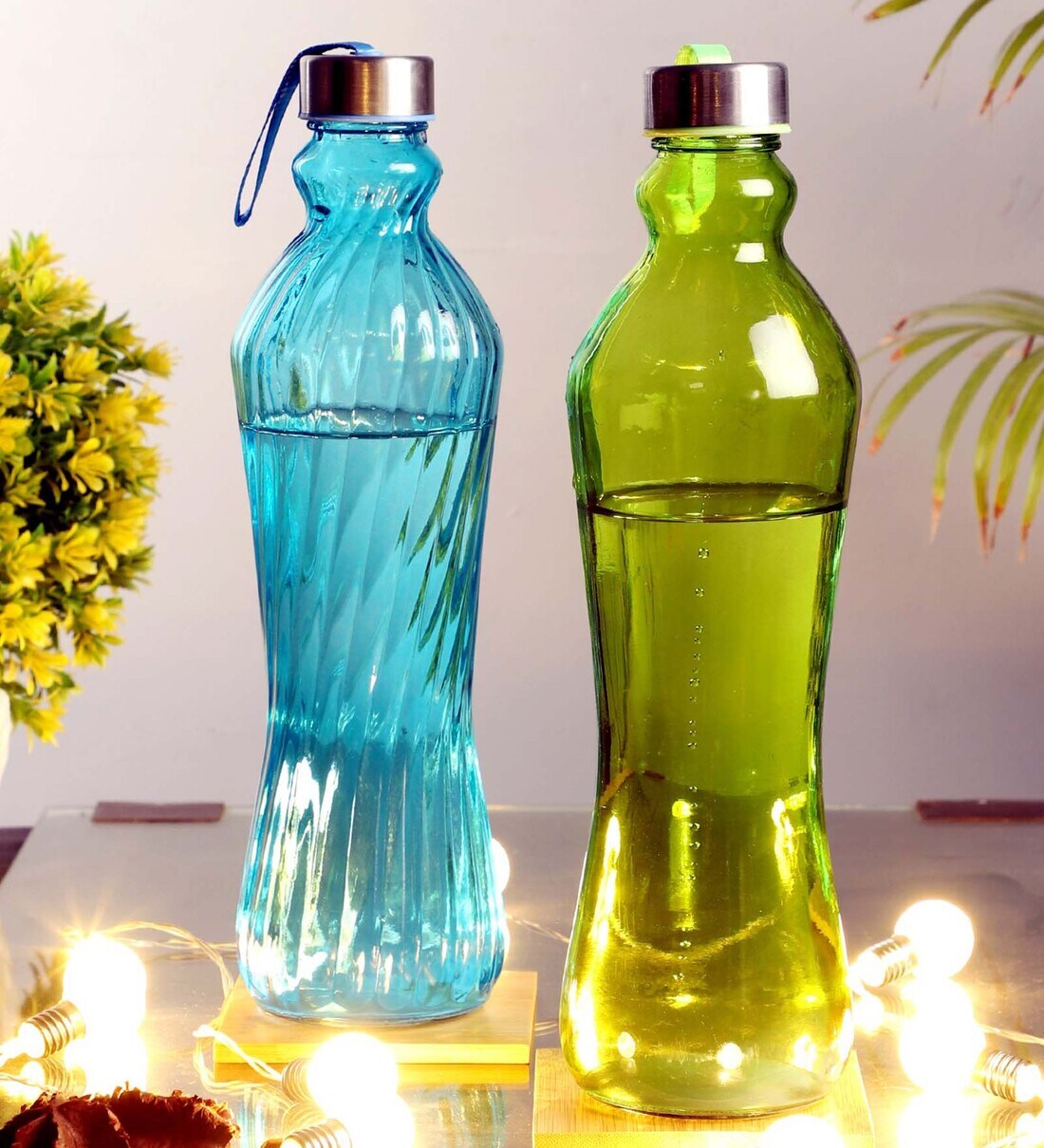 Buy Spriral Shaped 1Ltr (Set of 2) Glass Bottle at 29% OFF by Ceradeco ...