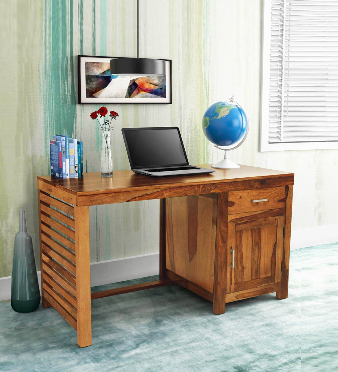 Buy Stigen Sheesham Wood Writing Table in Rustic Teak Finish at 1% OFF ...