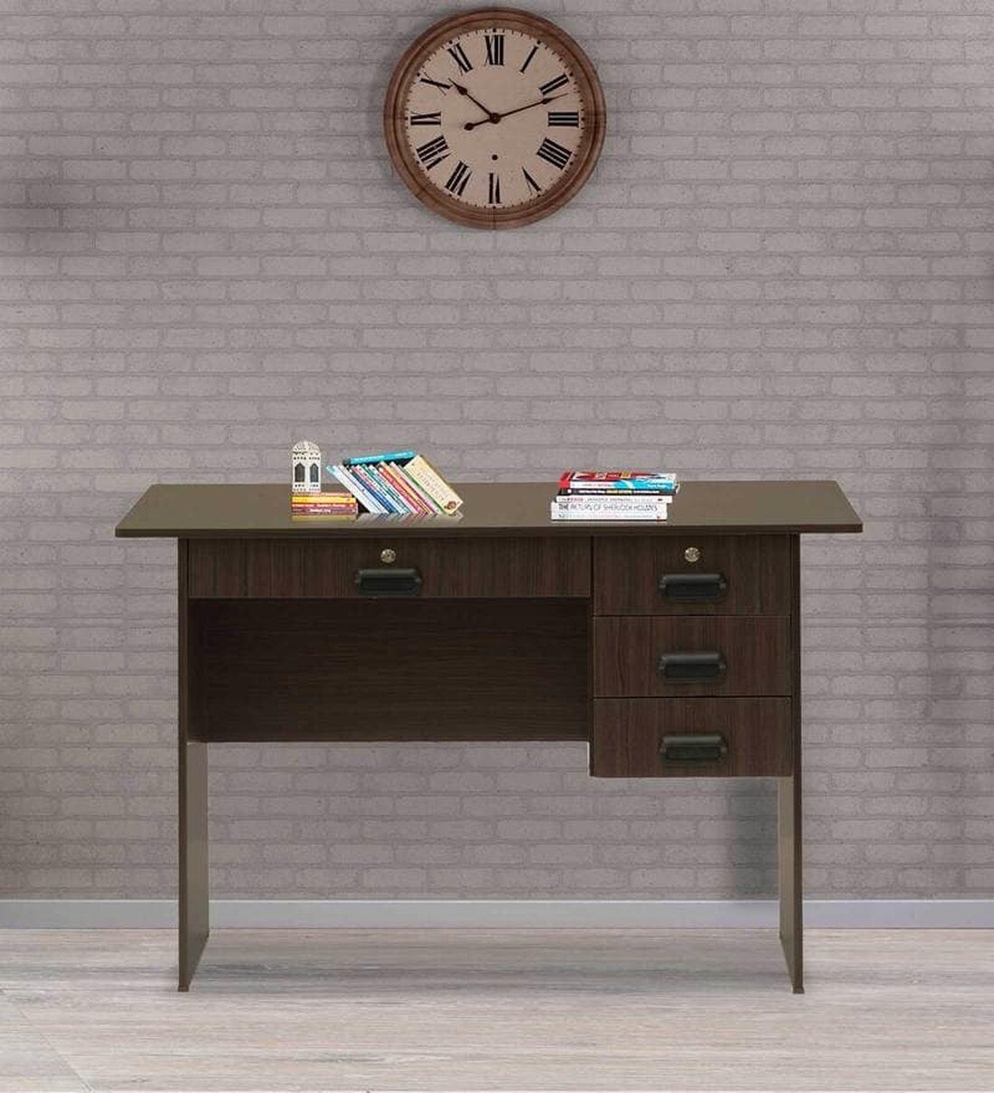 Buy Study Table with Drawers in Wenge Finish On Rent Online - Study ...
