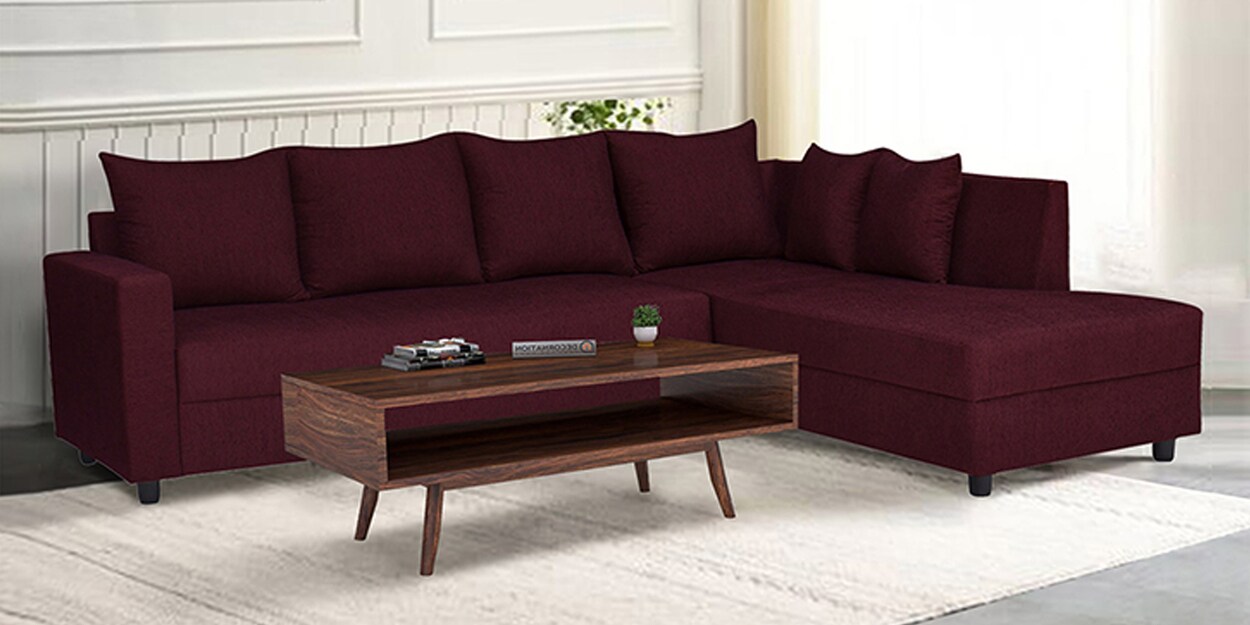 Buy Stella Fabric LHS Sectional Sofa in Maroon Colour at 54% OFF by ...