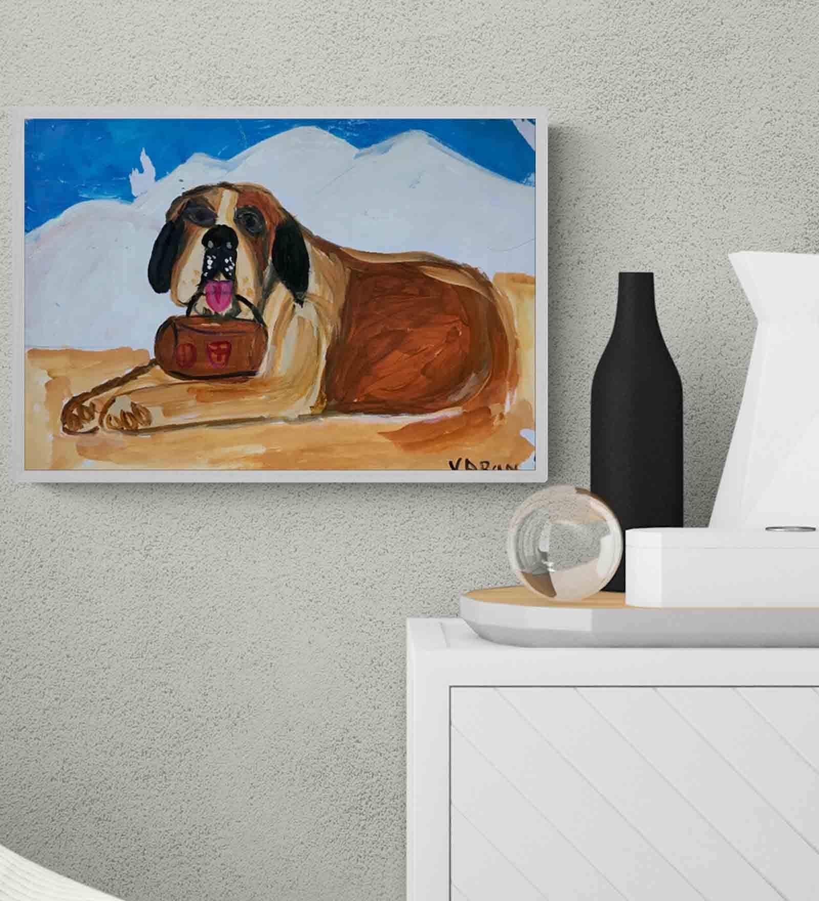 Buy St.Bernard Handmade Acrylic Paint On Paper Painting Online ...
